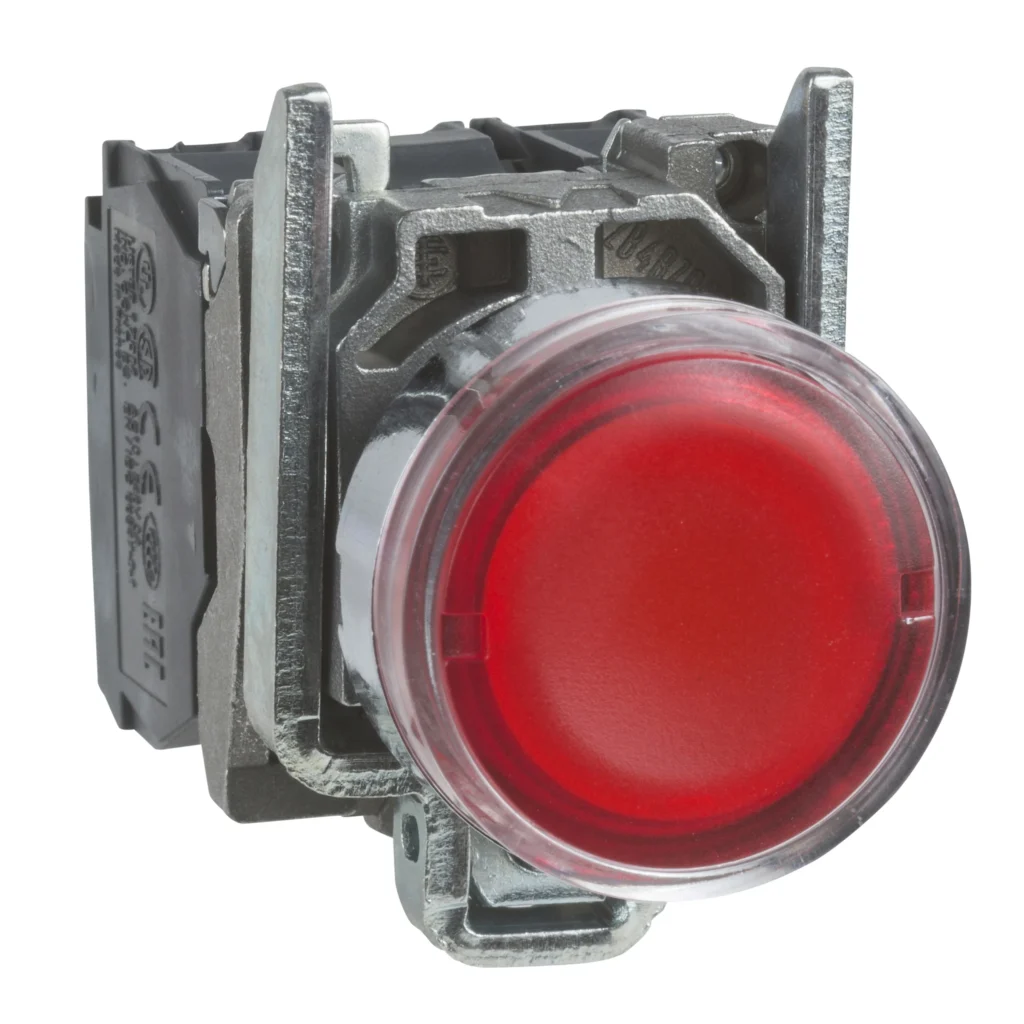 Illuminated push button, Harmony XB4, metal, flush, red, 22mm, spring ...